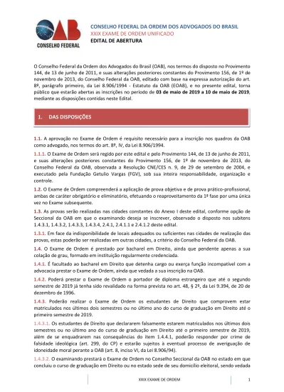 CONSELHO FEDERAL DA ORDEM DOS ADVOGADOS DO BRASIL XXIX EXAME DE ORDEM ...