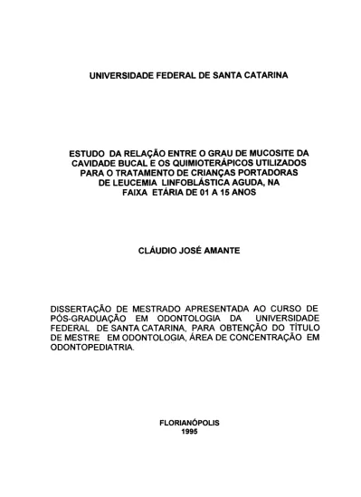 Estudo da relação entre o grau de mucosite da cavidade bucal e os ...