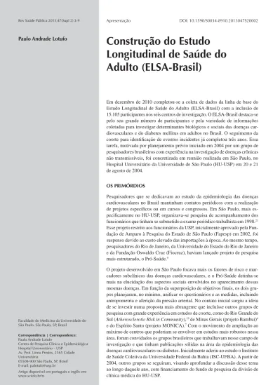 Construção do Estudo Longitudinal de Saúde do Adulto (ELSA-Brasil)