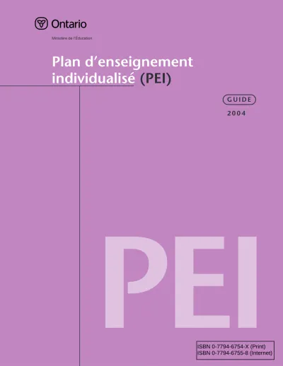 EXEMPLES DE FORMULAIRES DE PEI REMPLIS - PEI Plan d’enseignement ...