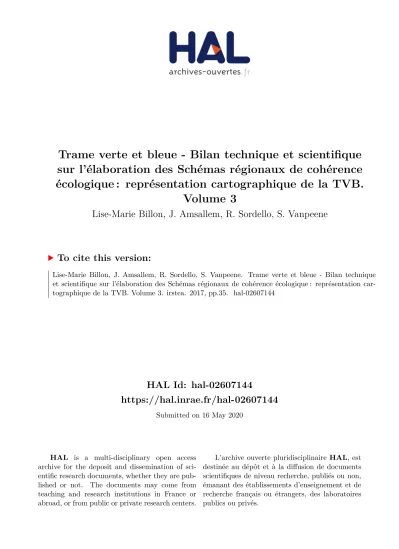 Trame verte et bleue - Bilan technique et scientifique sur l ...