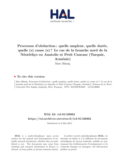 Processus d’obduction : quelle ampleur, quelle durée, quelle (s) cause ...