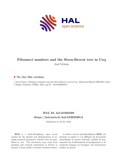 The Stern-Brocot tree - Fibonacci numbers and the Stern-Brocot tree in Coq