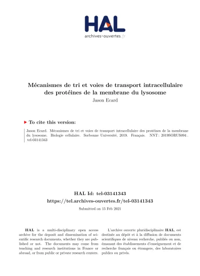 Mécanismes de tri et voies de transport intracellulaire des protéines ...