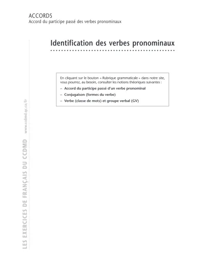 Exercices PDF / Accords / Accord du participe passé des verbes ...
