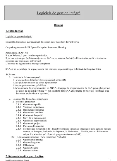 Télécharger cours SAP en pdf