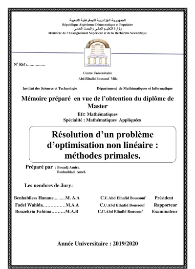 Résolution d’un problème d’optimisation non linéaire