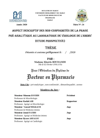 ASPECT DESCRIPTIF DES NON-CONFORMITES DE LA PHASE PRE-ANALYTIQUE AU ...
