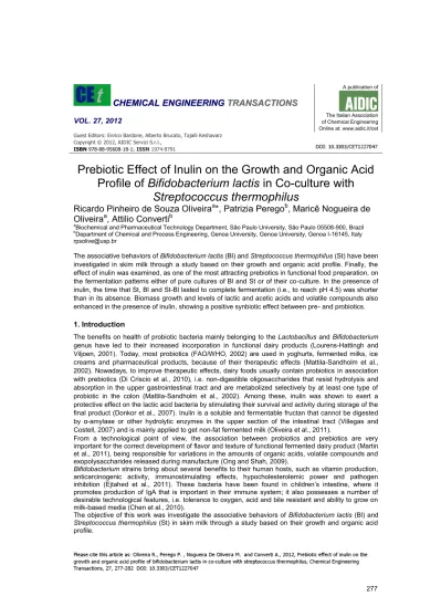 Prebiotic Effect of Inulin on the Growth and Organic Acid Profile of ...
