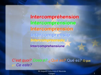 Intercompréhension Intercomprensione Intercomprensión Intercomprensió