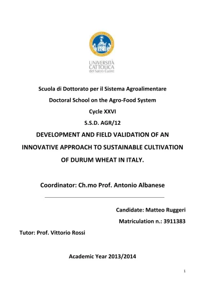 Field comparison between current and innovative durum wheat management