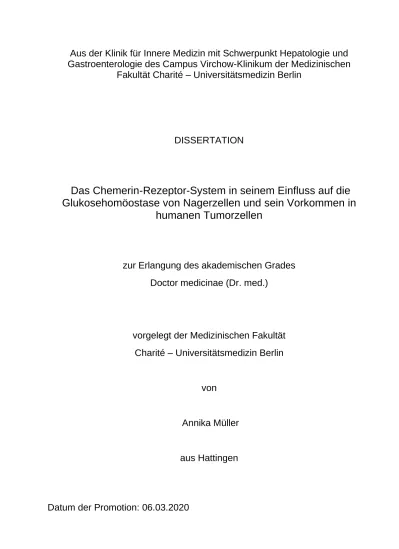 Der Nachweis von Chemerin-Rezeptoren in humanen Tumorzelllinien