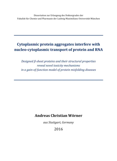 Cytoplasmic mislocalization and aggregation of RNA exporter THOC2