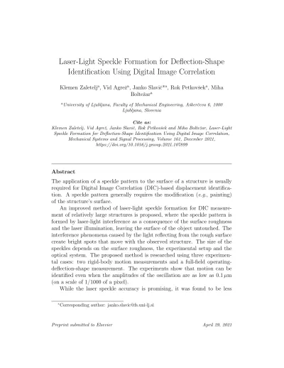 Laser-Light Speckle Formation for Deflection-Shape Identification Using ...
