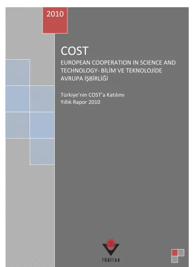 COST EUROPEAN COOPERATION IN SCIENCE AND TECHNOLOGY- BİLİM VE ...