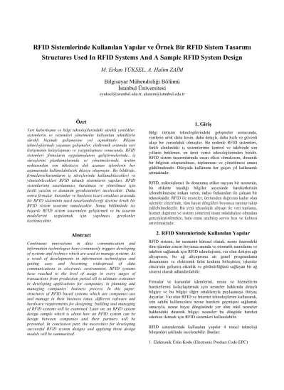 RFID Sistemlerinde Kullanılan Yapılar ve Örnek Bir RFID Sistem Tasarımı ...