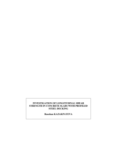CONCLUSION - INVESTIGATION OF LONGITUDINAL SHEAR STRENGTH IN CONCRETE ...