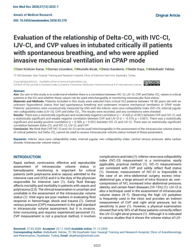Evaluation of the relationship of Delta-CO2 with IVC-CI, IJV-CI, and ...