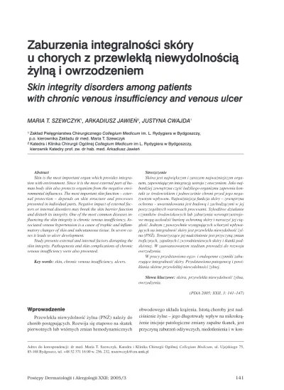 Skin integrity disorders among patients with chronic venous ...
