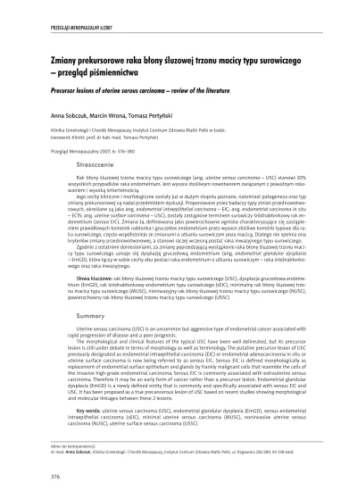 Precursor lesions of uterine serous carcinoma – review of the literature