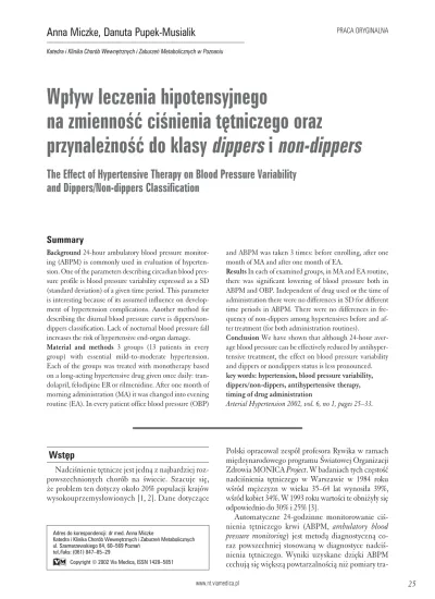 The Effect of Hypertensive Therapy on Blood Pressure Variability and ...