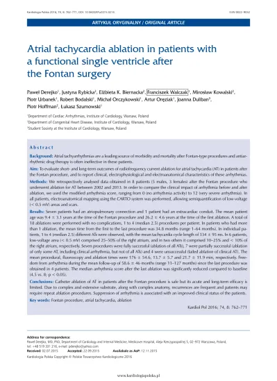 Atrial tachycardia ablation in patients with a functional single ...