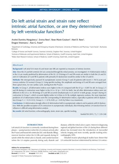Do left atrial strain and strain rate reflect intrinsic atrial function ...