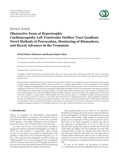 Obstructive Form of Hypertrophic Cardiomyopathy-Left Ventricular ...