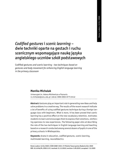 Widok Codified gestures i scenic learning – dwie techniki oparte na ...