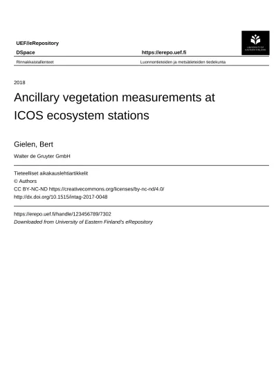Ancillary vegetation measurements at ICOS ecosystem stations