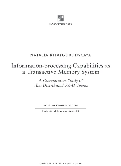 INTRODUCTION - Information-processing capabilities as a transactive ...