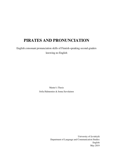 Pirates and pronunciation : English consonant production skills of ...