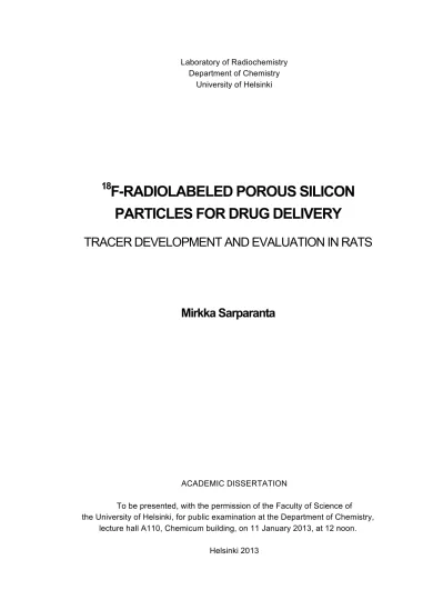 PSi in biological systems - 18F-Radiolabeled porous silicon particles ...