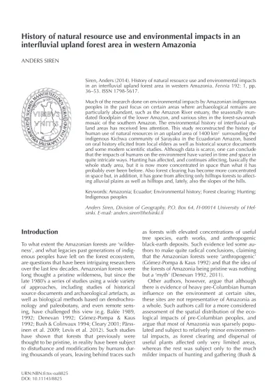 View of History of natural resource use and environmental impacts in an ...