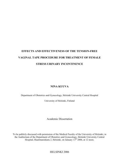 Pad tests - Clinical evaluation methods - Effects and effectiveness of ...