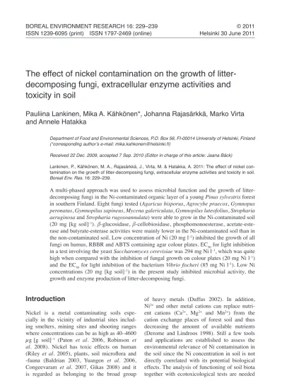 The effect of nickel contamination on the growth of litter-decomposing ...