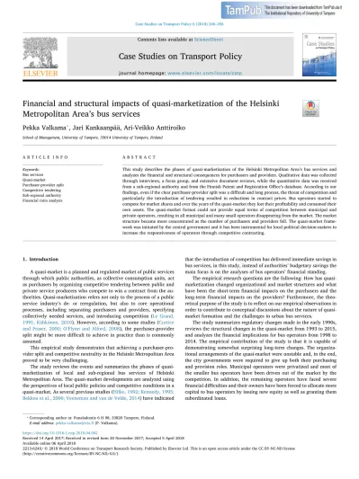 Financial and structural impacts of quasi-marketization of the Helsinki ...