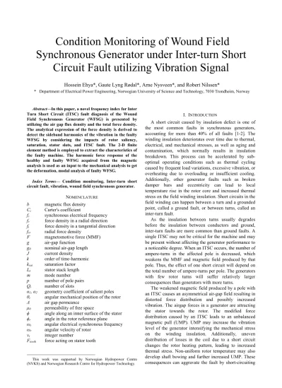 Condition Monitoring of Wound Field Synchronous Generator under Inter ...