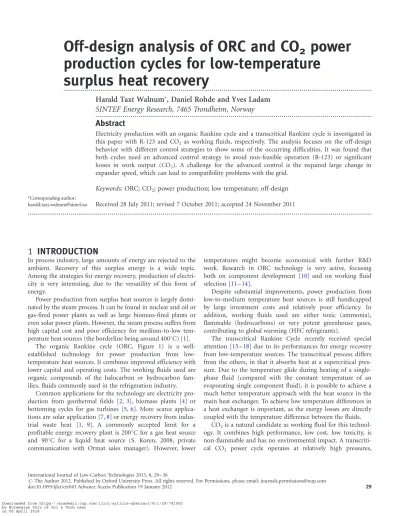 Off-design analysis of ORC and CO2 power production cycles for low ...